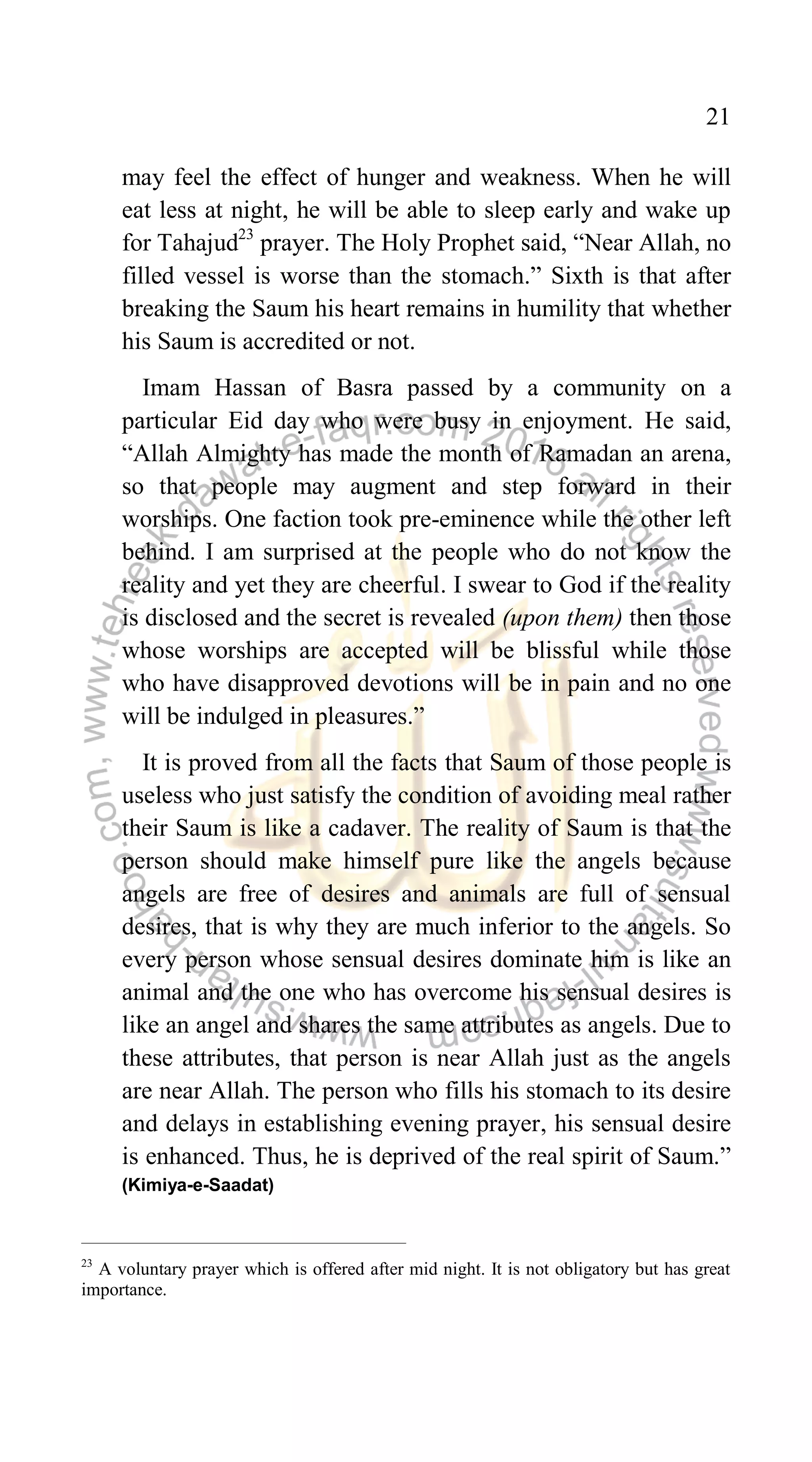 The Spiritual Reality of Saum (Fast) | PDF