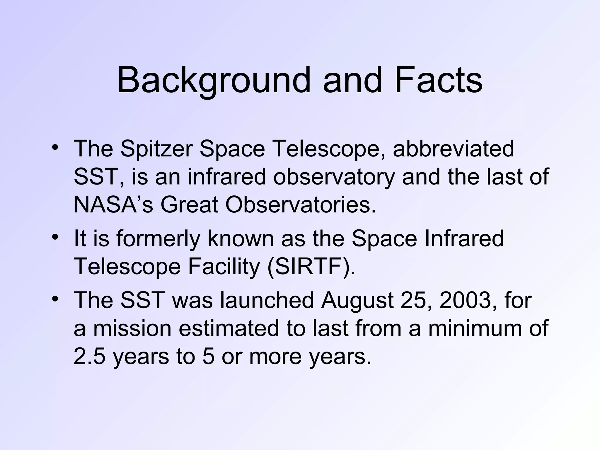 The Spitzer Space Telescope | PPT