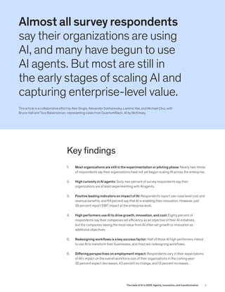 McKinsey report, AI in 2025: Agents, Innovation | PDF