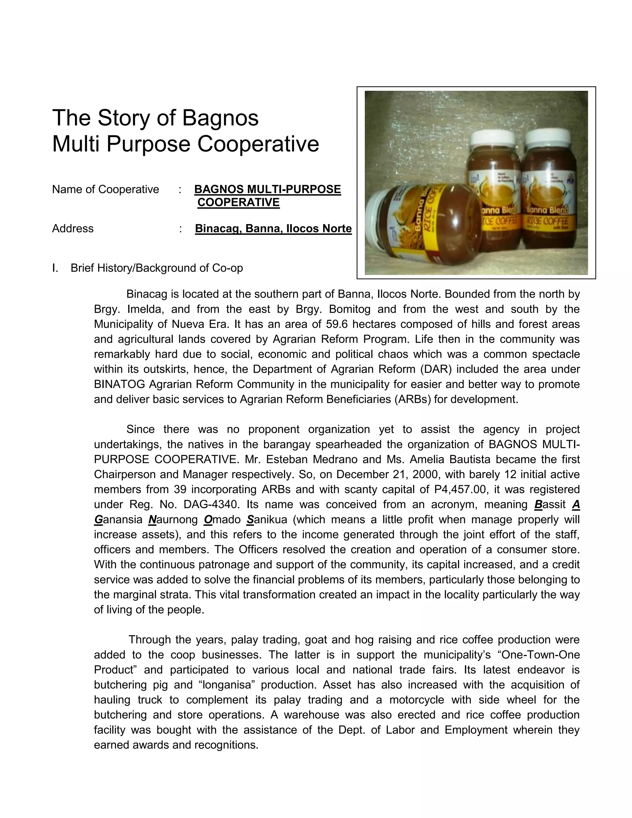 The Story of Bagnos Multi Purpose Cooperative | PDF
