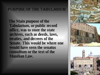 Roman Republic: the Tabularium | PPT
