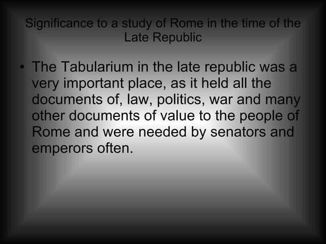 Roman Republic: the Tabularium | PPT