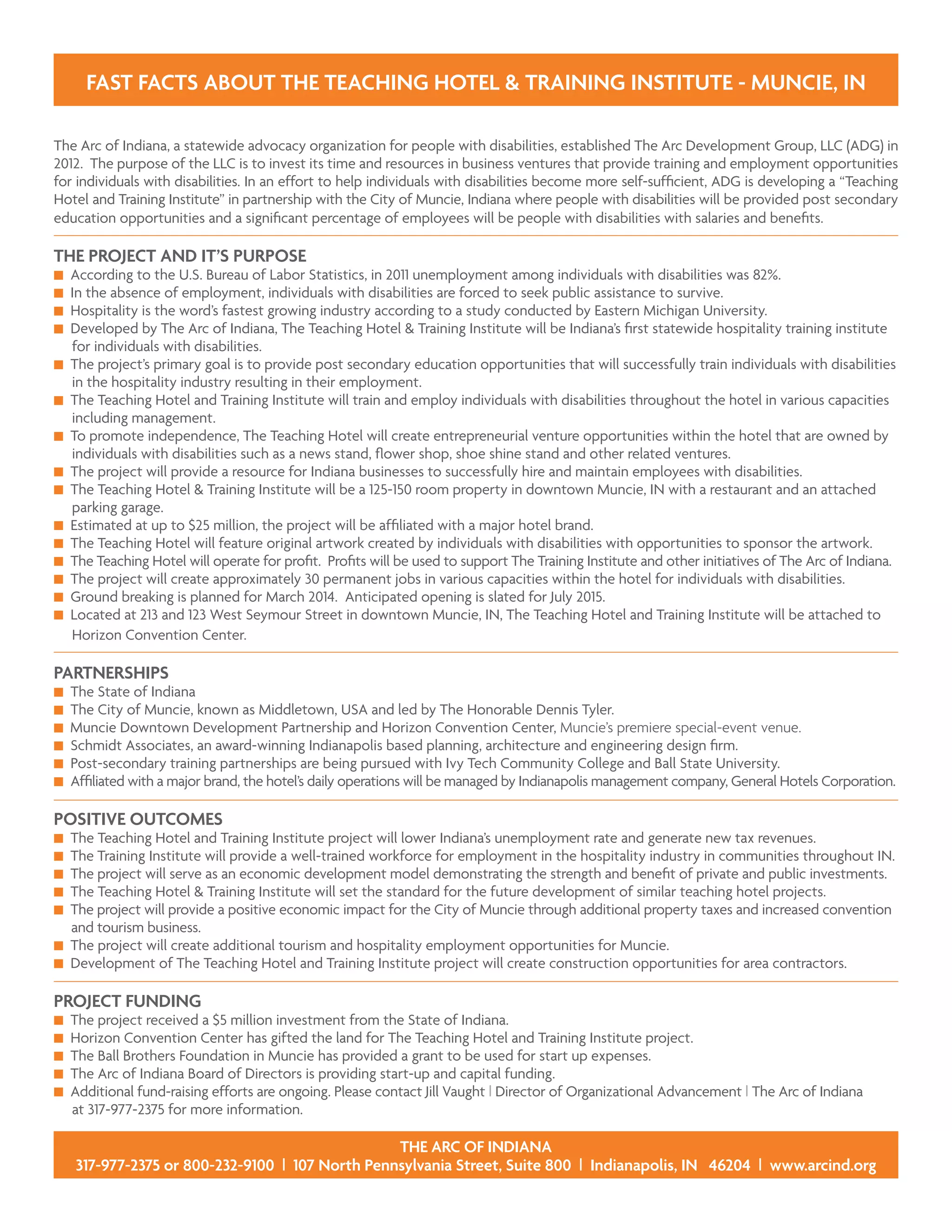 The Arc Development Group Hotel-training Institute: Fast Facts | PDF