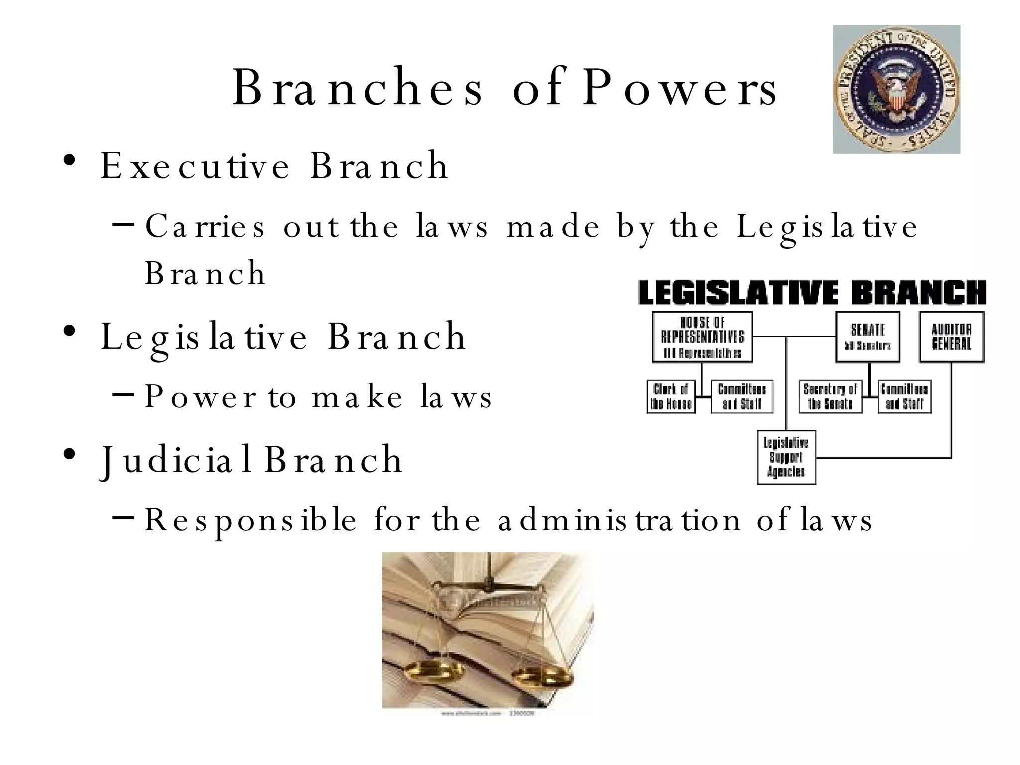 The Three Branches of Government (Unit 3 Project) | PPT