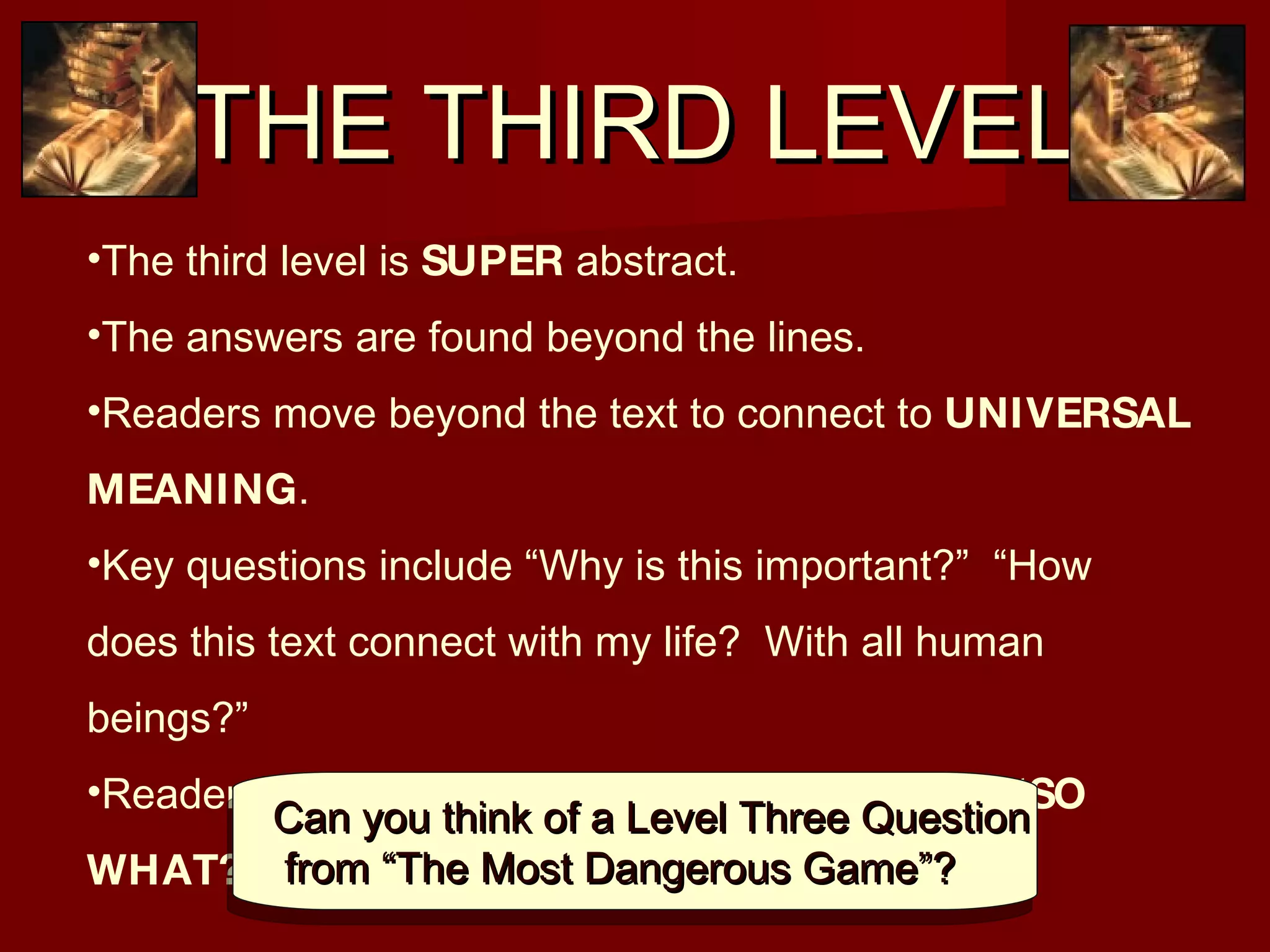 The Three Levels Of Reading | PPT