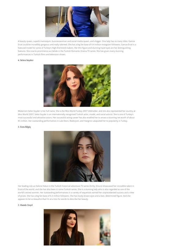 Top 10 most beautiful Turkish actresses and models | PDF