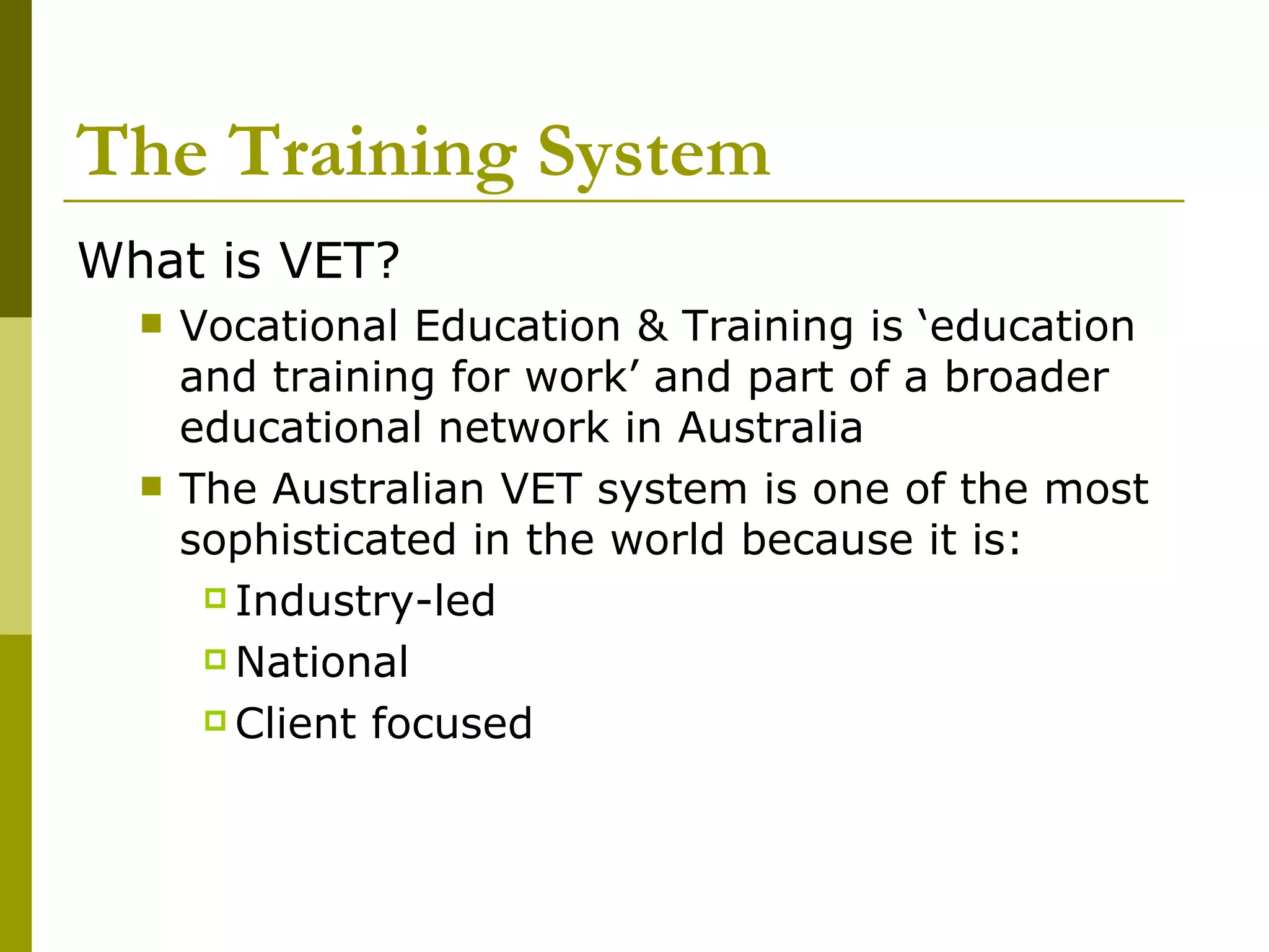 The VET training system | PPT