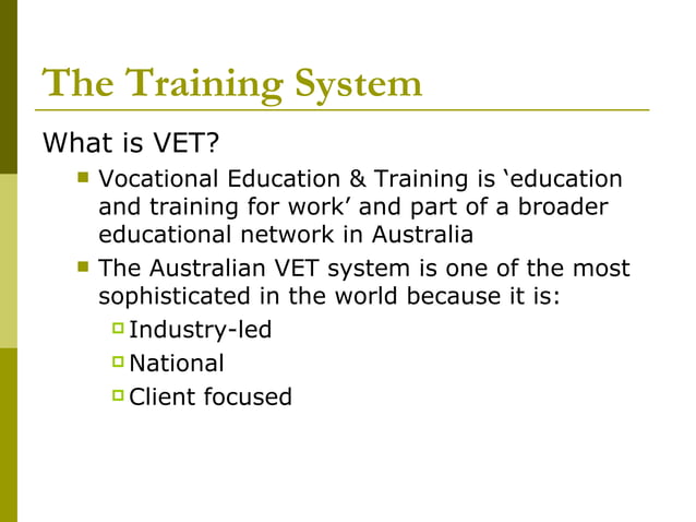 The VET training system | PPT