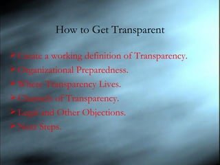 The Transparency Manifesto | PPT