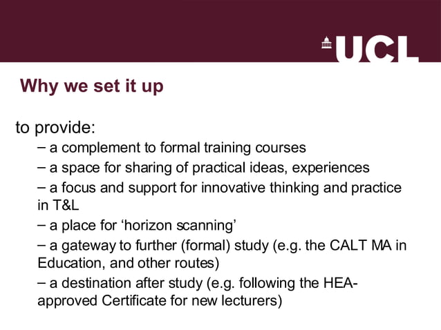 The UCL Teaching and Learning Network | PPT | Education