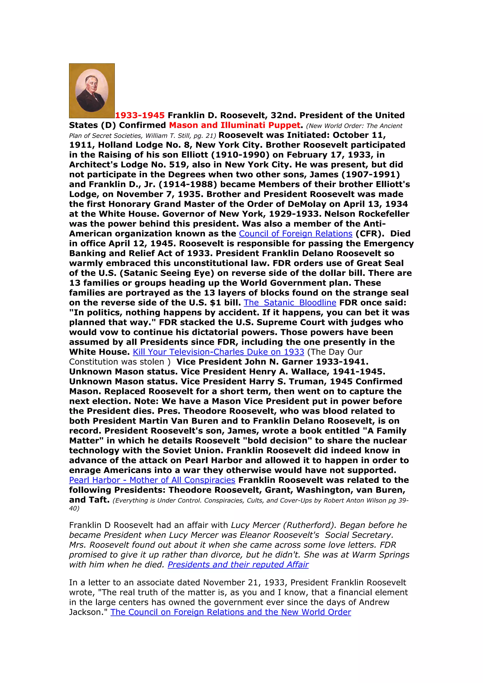 The United States Presidents and The Illuminati / The Masonic Power ...