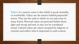 THE-UNIVERSAL-VALUES.ppt: Ethics College Subject Philippines. | PPTX