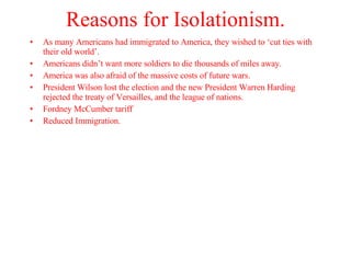 The Usa After Ww1 | PPT | Political Issues & policy | Politics