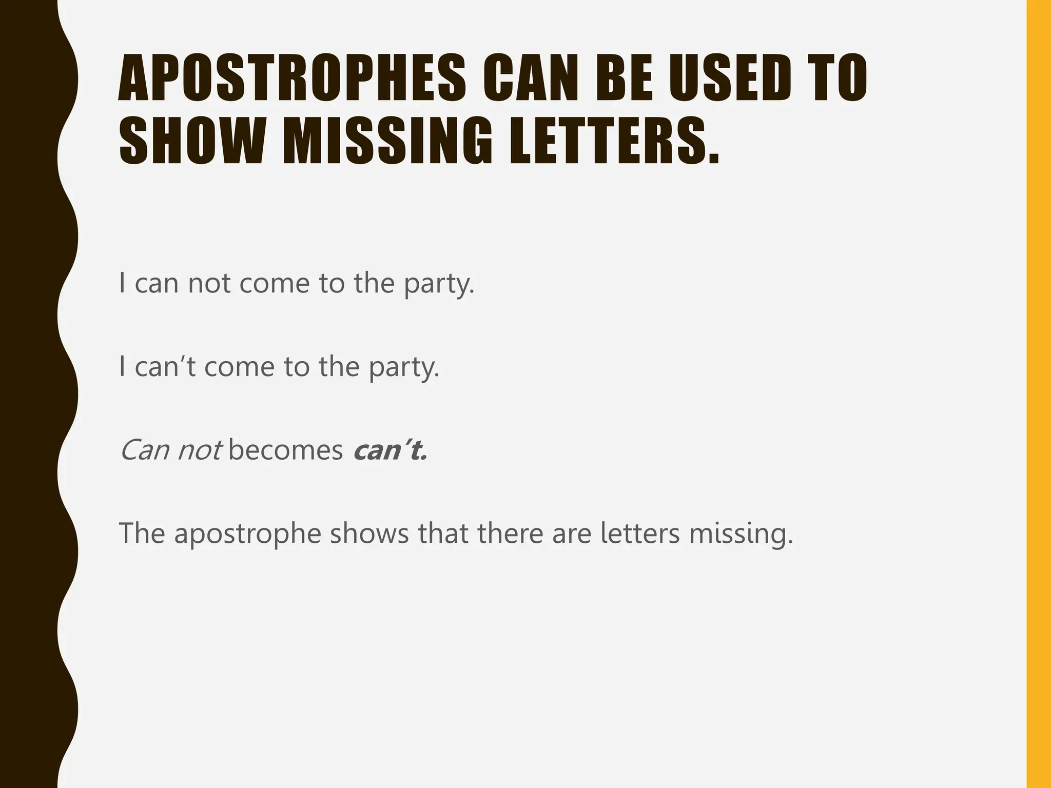 The uses of apostrophes for students to learn | PPT