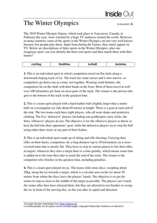 The Winter Olympics | PDF | Winter Olympic Sports | Olympic Sports
