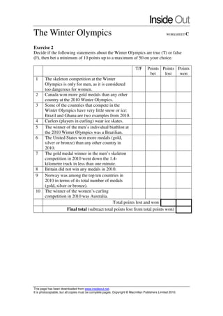 The Winter Olympics | PDF | Winter Olympic Sports | Olympic Sports