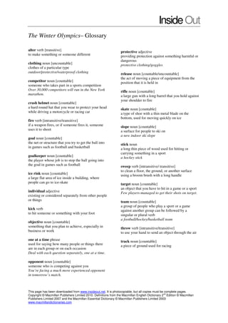 The Winter Olympics Glossary | PDF