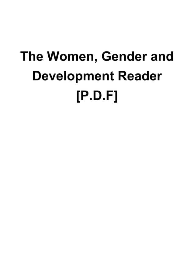 The Women, Gender and Development Reader [P.D.F] | PDF | Publishing ...