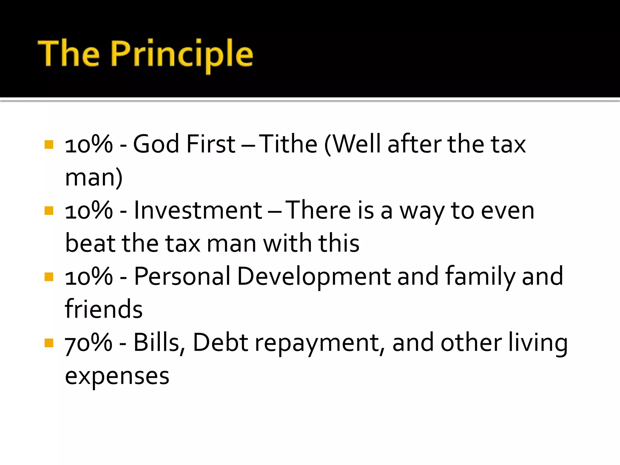 The 10 10-10-70 principle! Christian Financial Management! | PPTX