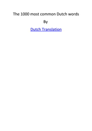 The 1000 most common dutch words | DOC