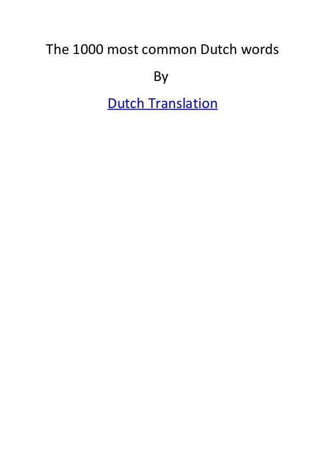 The 1000 Most Common Dutch Words the-1000-most-common-dutch-words