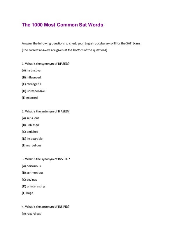 The 1000 Most Common Sat Words | PDF