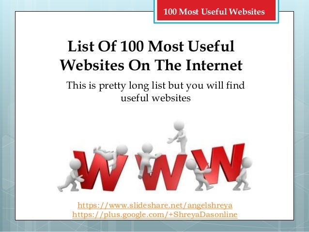List of 100 most useful websites on the internet