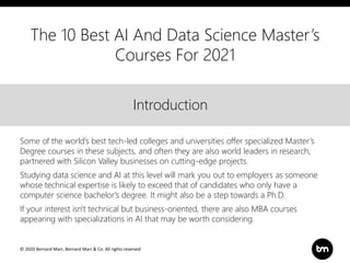 The 10 Best AI And Data Science Master’s Courses For 2021 | PPT