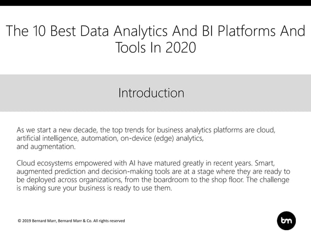 The 10 Best Data Analytics And BI Platforms And Tools In 2020 | PPT