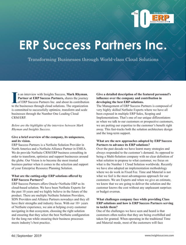 The 10 best in class erp solution providers, 2019 | PDF