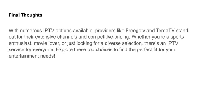 Top IPTV Service Providers in the USA for 2024: Freegotv and TereaTV | PPTX
