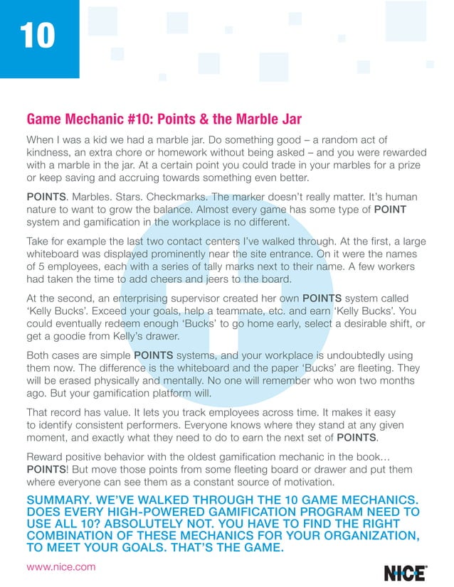 The 10 Gamification Mechanics To Engage Your Employees and Transform Your Organization | PDF