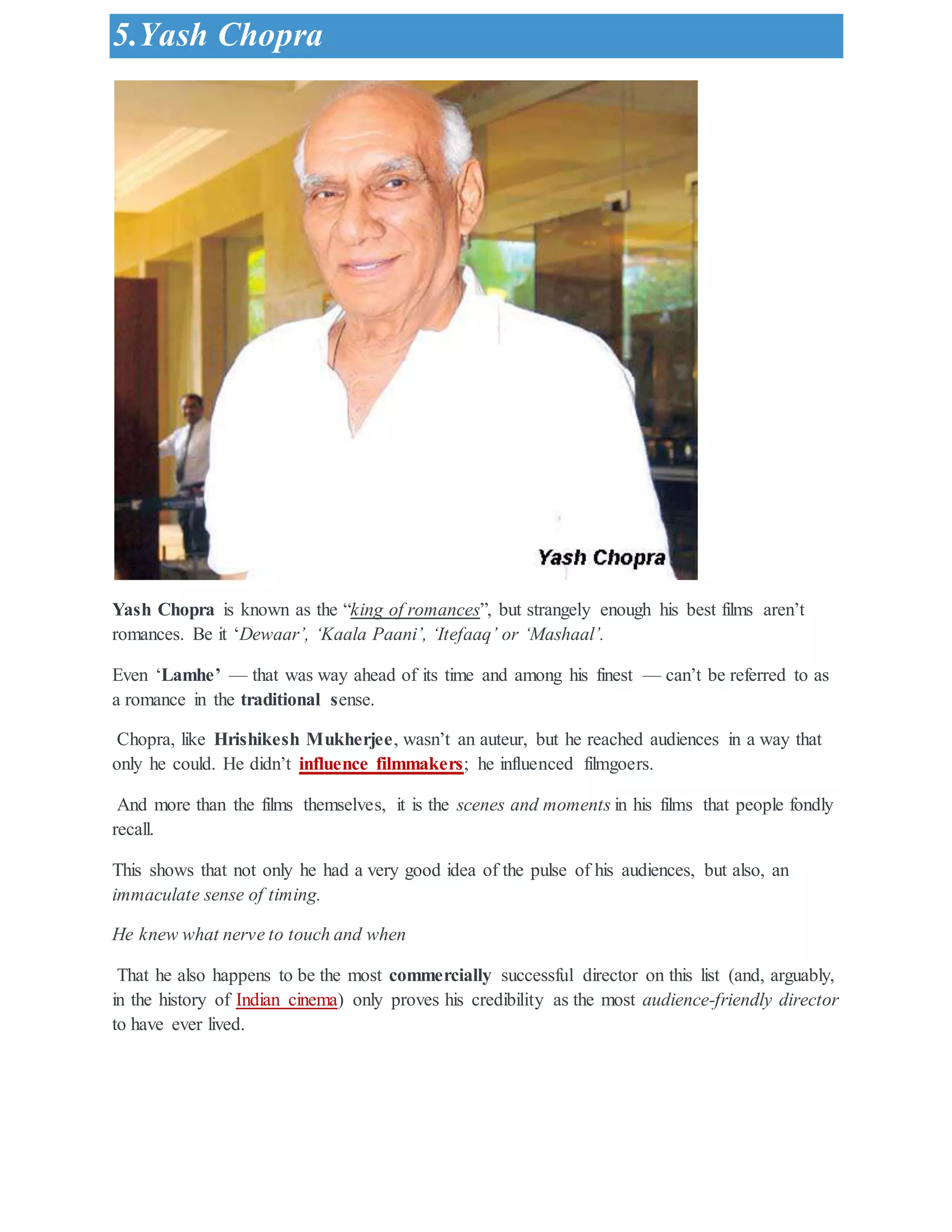 The 10 greatest indian film directors of all time | DOCX