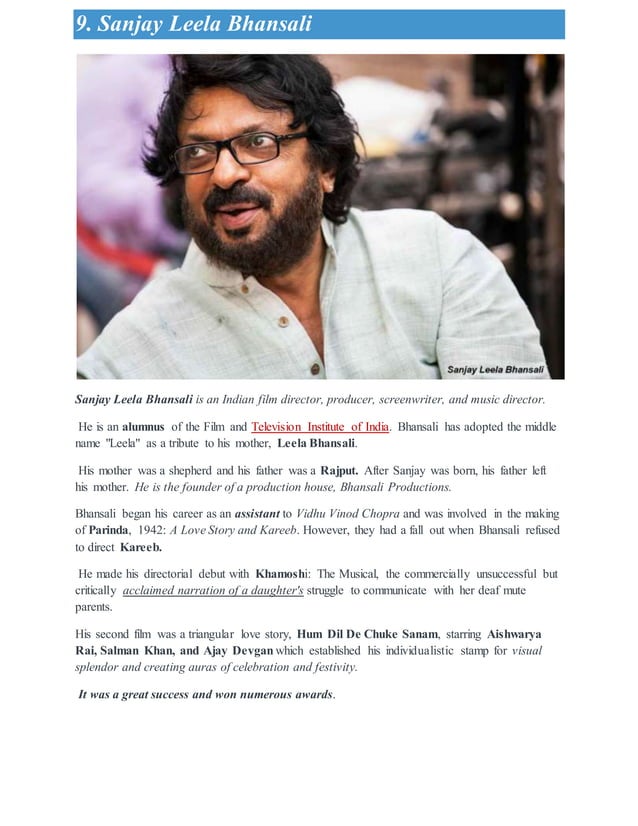 The 10 greatest indian film directors of all time | PDF