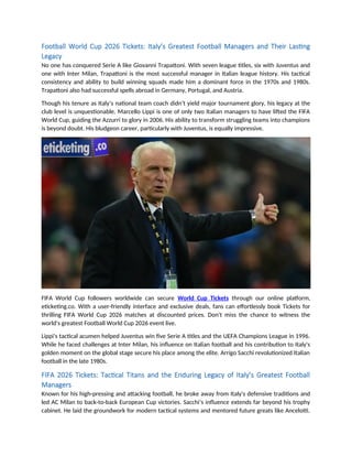 Italy FIFA World Cup Tickets: The 10 Greatest Italian Managers in ...