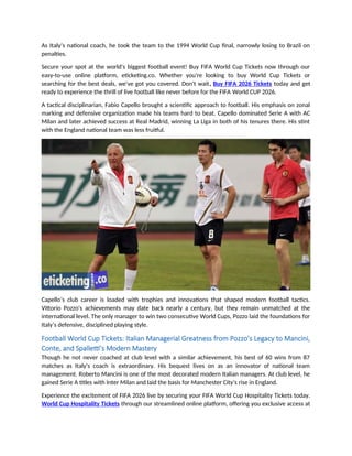 Italy FIFA World Cup Tickets: The 10 Greatest Italian Managers in ...