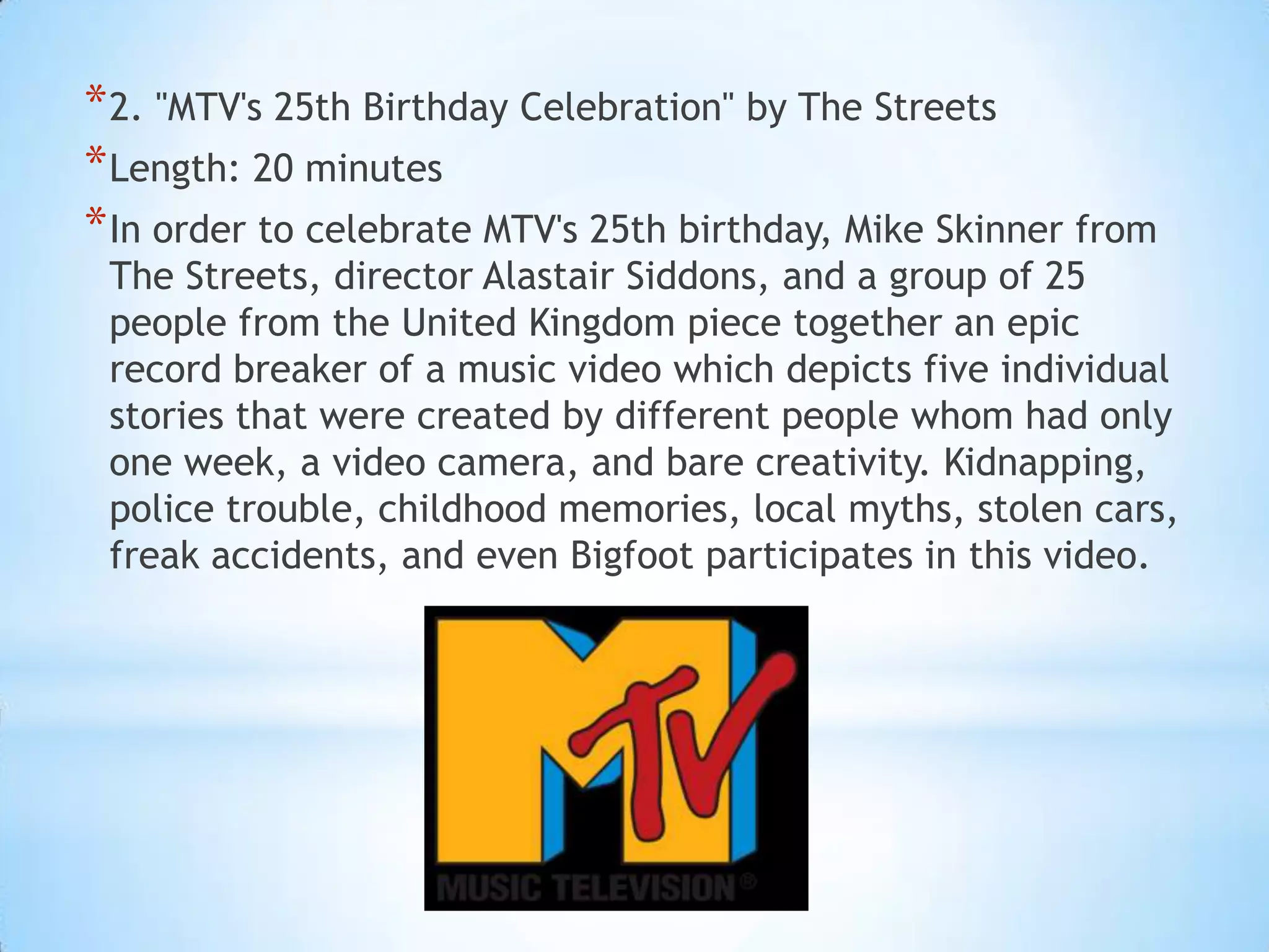 The 10 longest music videos ever made | PPTX