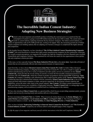 The 10 most admired cement manufacturing companies in india | PDF