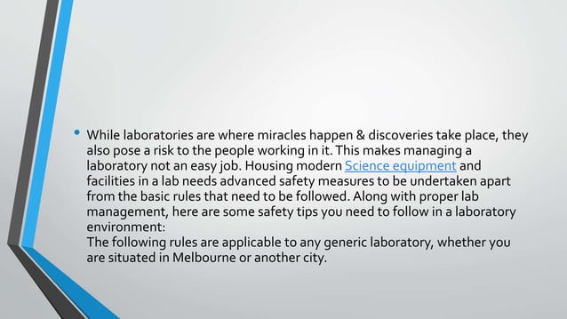 The 10 most important science lab safety rules | Science equip | PPTX ...