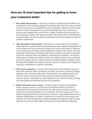 The 10 most important tips for getting to know your customers | PDF
