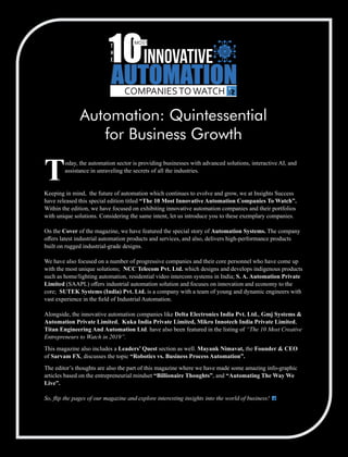 The 10 most innovative automation companies to watch | PDF | Business I ...