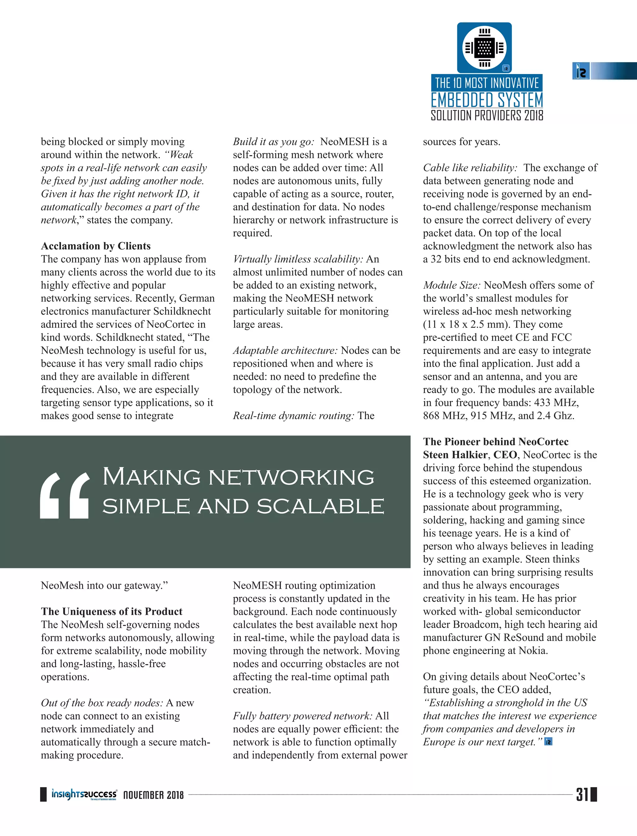 The 10 most innovative embedded system solution providers 2018 | PDF