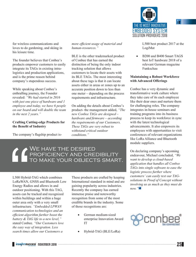 The 10 most innovative embedded system solution providers 2018 | PDF