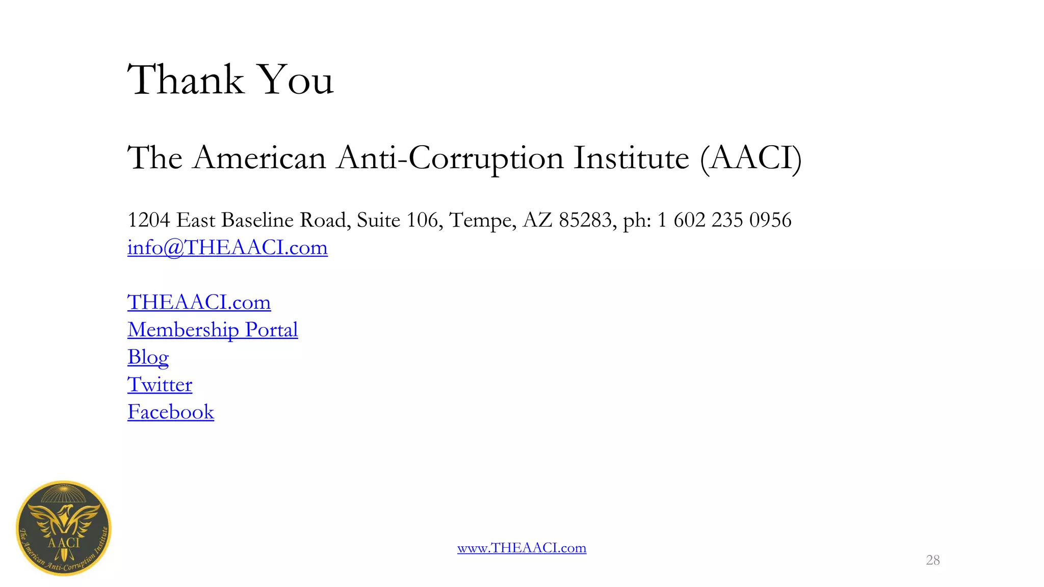 The Ten Principles of Fighting Corruption: Institutionalizing Integrity ...