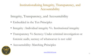 The Ten Principles of Fighting Corruption: Institutionalizing Integrity ...
