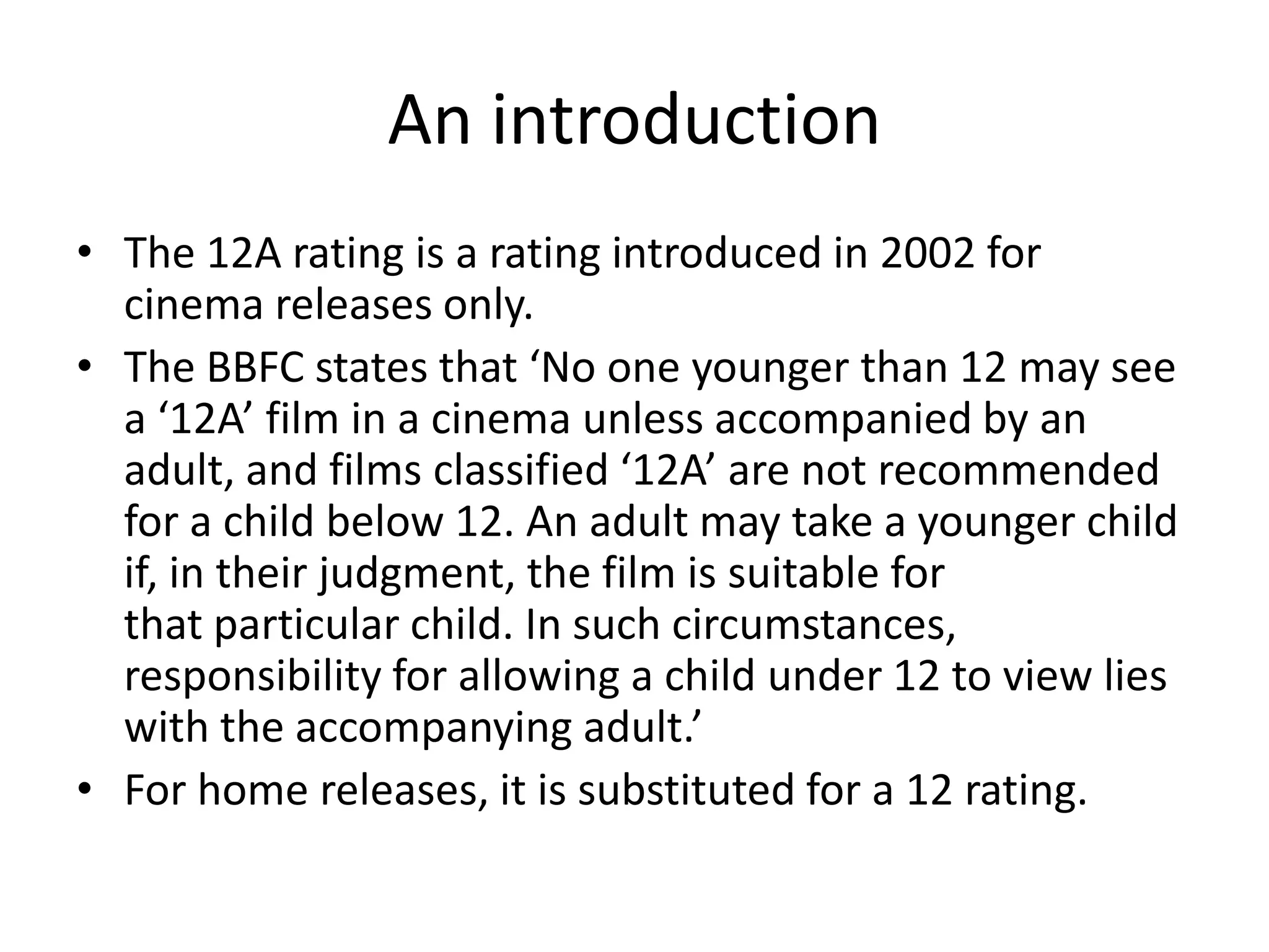 The 12 a rating | PPTX