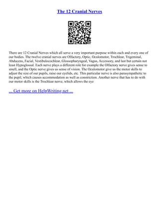 The 12 Cranial Nerves | PDF