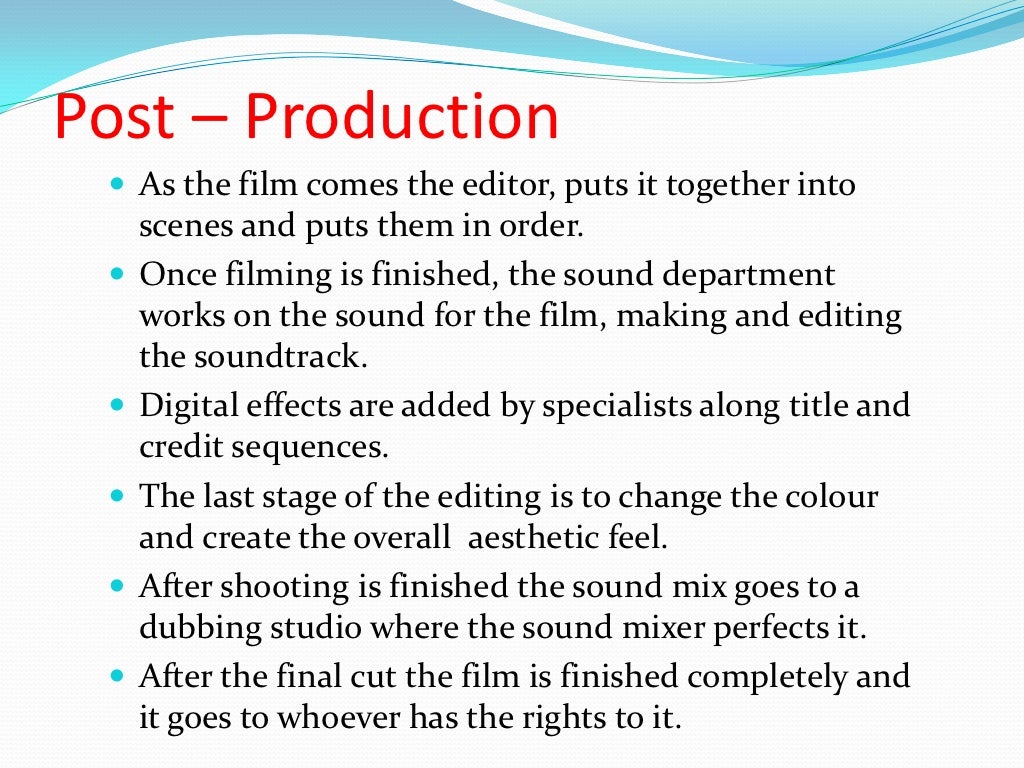 The 12 steps of film making