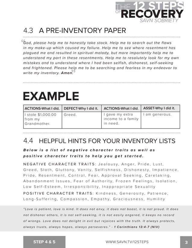 The 12 Steps of Recovery - savn sobriety workbook | PDF
