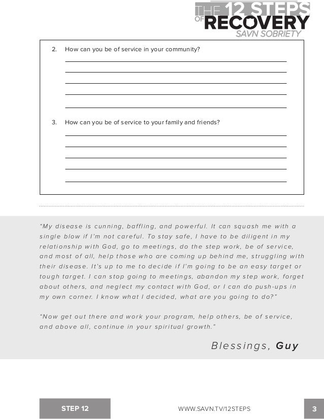 The 12 Steps of Recovery - savn sobriety workbook
